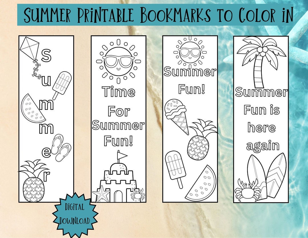 Summer Printable Bookmarks to Color in student Bookmarks, End of the ...