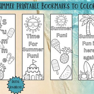 Summer Printable Bookmarks to Color in student Bookmarks, End of the ...