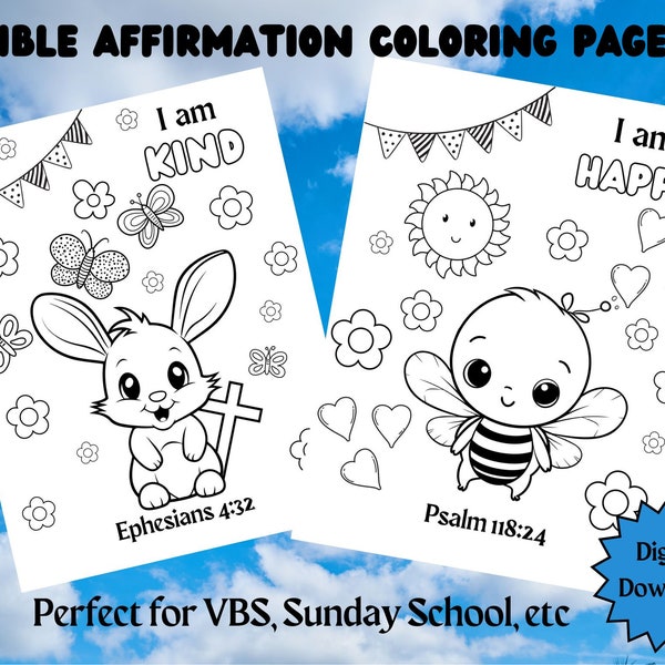 10 Printable Bible Affirmation Coloring Pages VBS, Sunday School ...