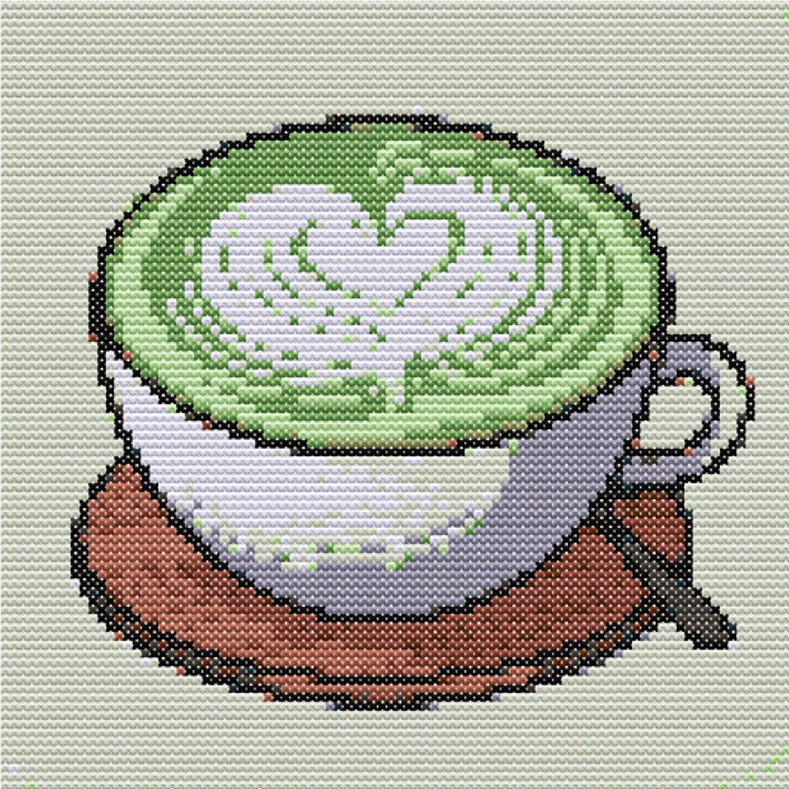 Cross Stitch Chart – a Matcha Latte, Aesthetic & Cozy Coffee Shop Drink ...