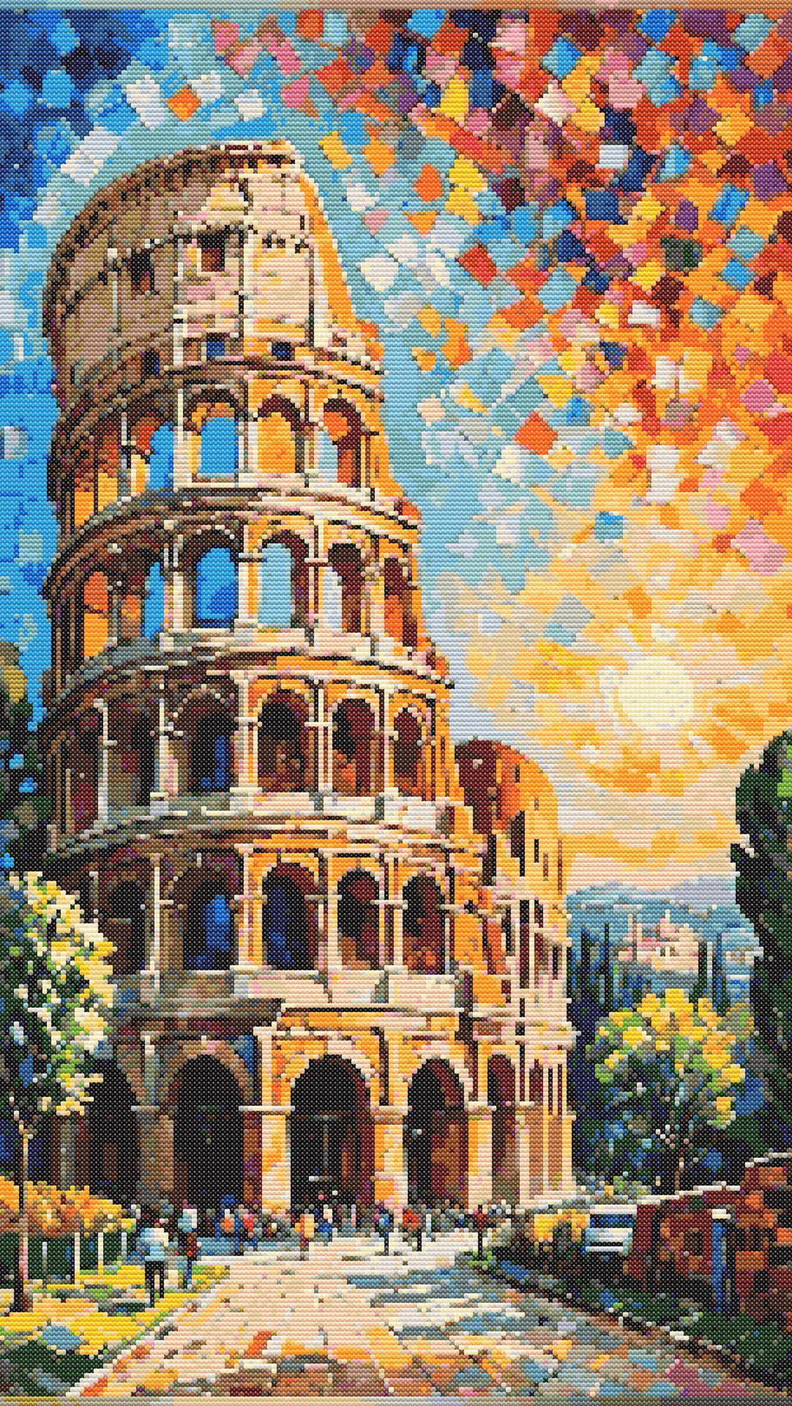 Cross Stitch Chart – Colosseum. Large Bright Strokes. Surrealism.pk ...