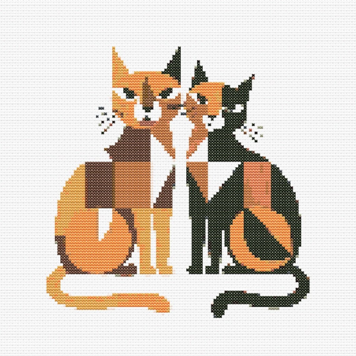 Cross Stitch Chart – Two Calico Cats. Suitable for Beginners, PDF File ...