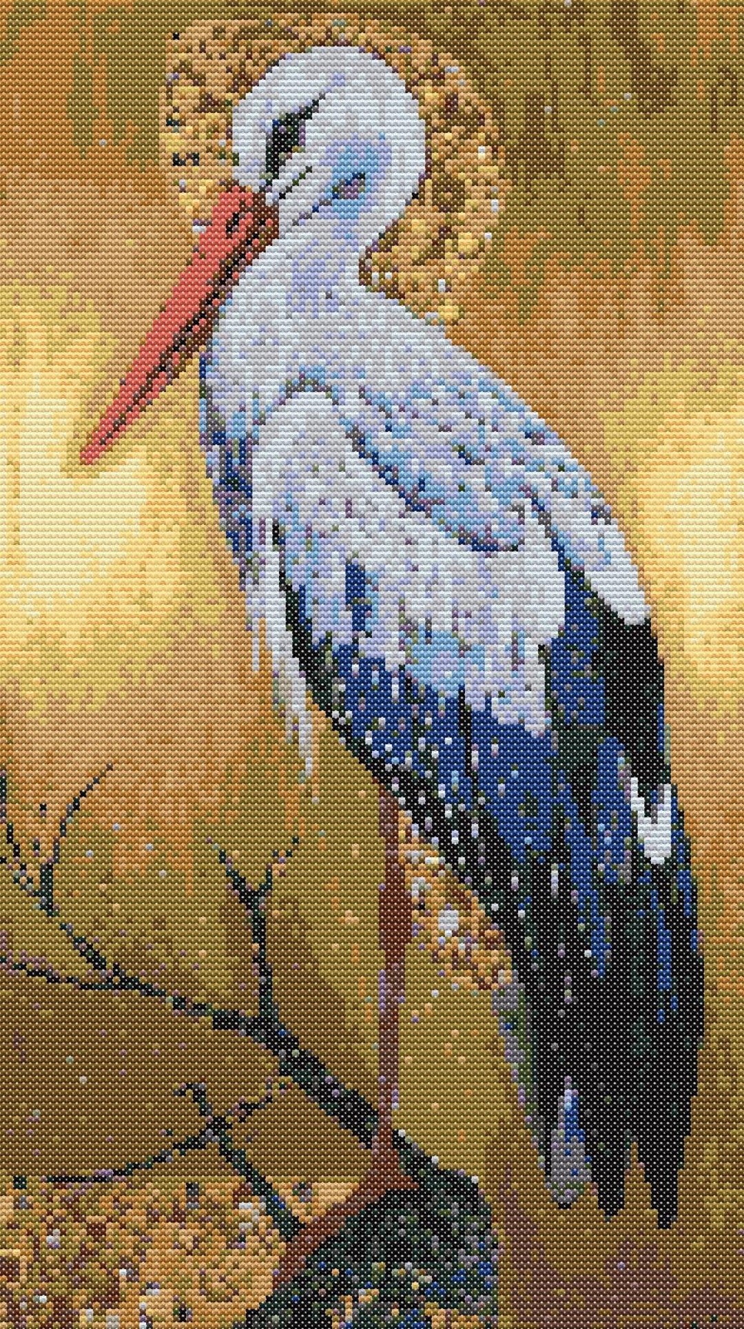 Cross Stitch Chart – Stork Bird Gustav Klimt “the Kiss” Gold , Crochet ...