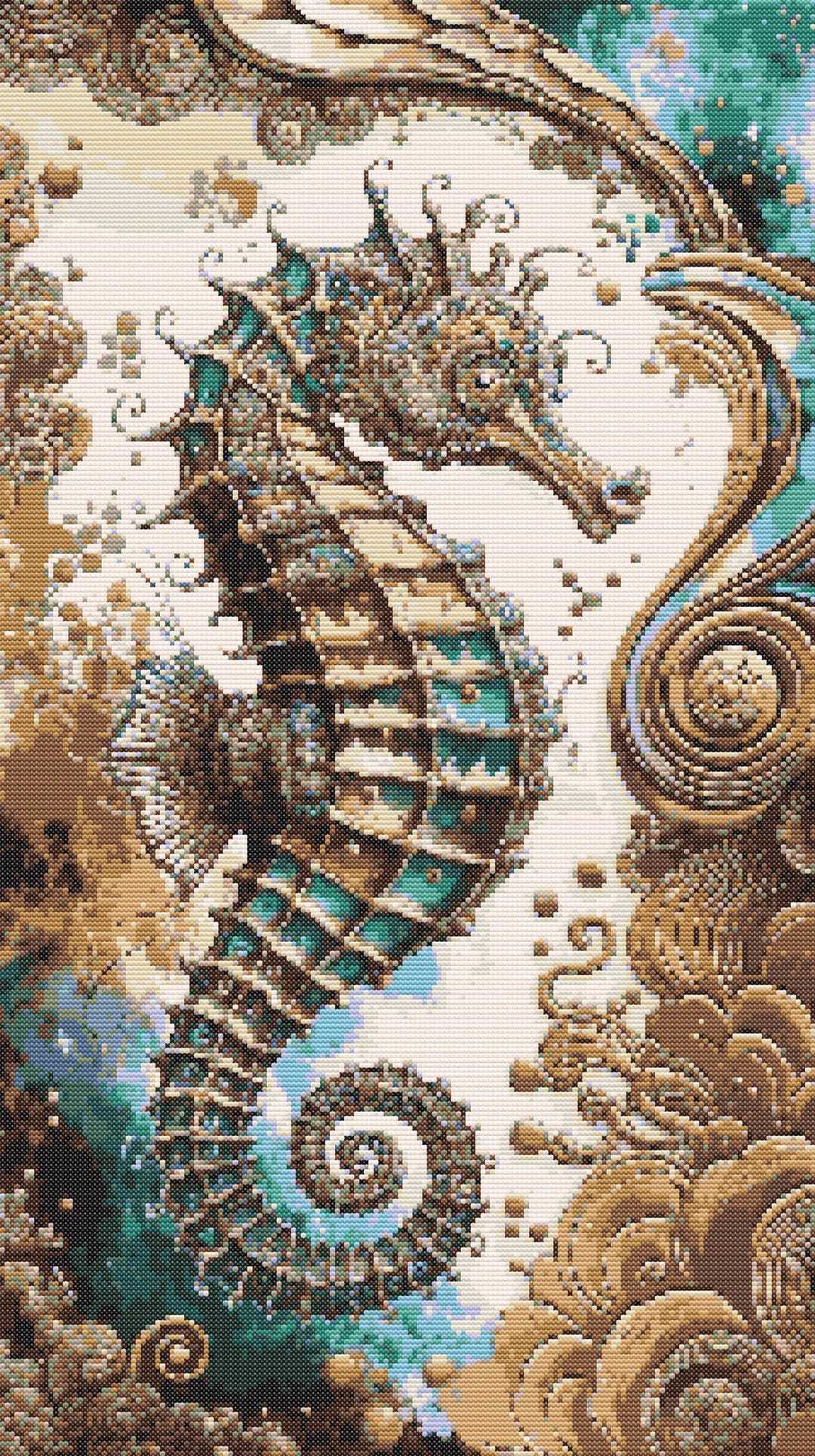 Cross Stitch Chart – Sea Horse. Wavy Lines. Suitable for Pattern Kipper ...