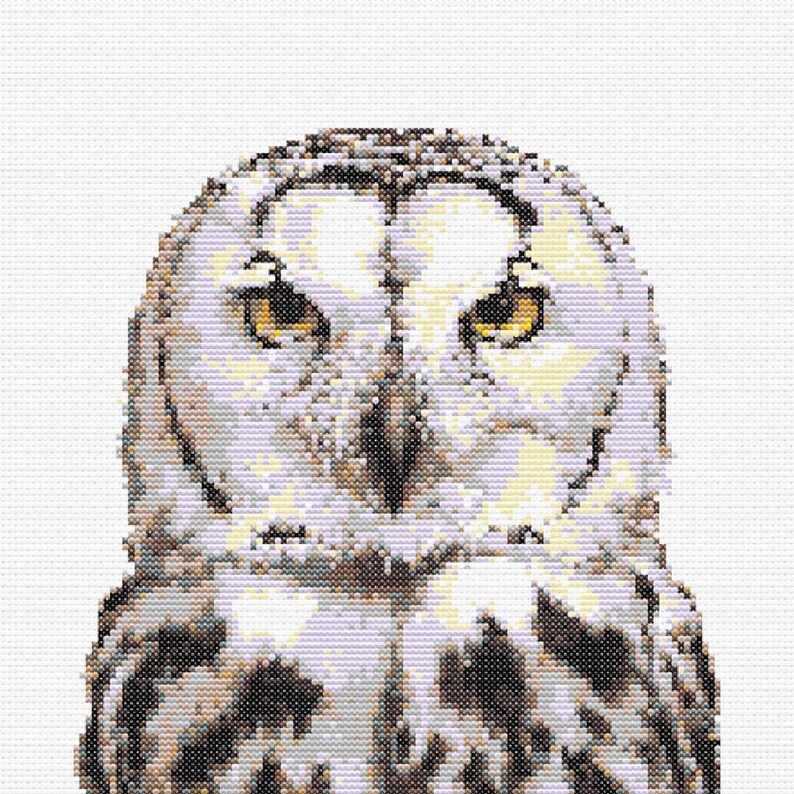 Cross Stitch Chart – Мinimalistic Design of a Polar Owl Close Up, PDF ...