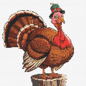 Cross Stitch Chart – Вrown Turkey Farm Bird, Thanksgiving,elegant Green ...