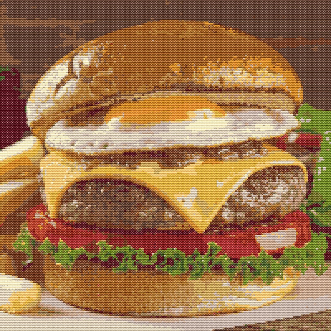 Cross Stitch Chart – Cheeseburger With Egg, PDF File, Simple Cross ...