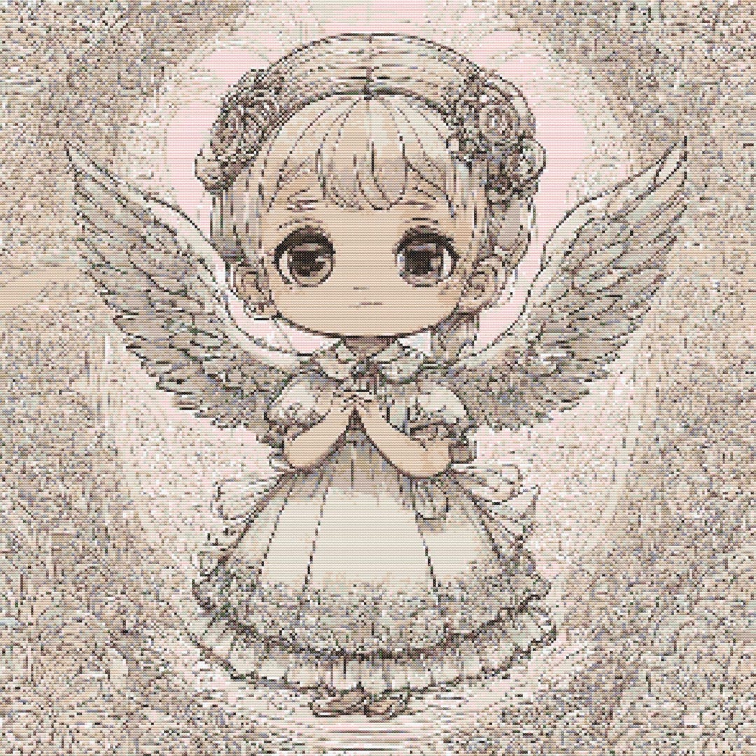 Cross Stitch Chart – Girl Angel Anime Lace Wings Bow Antique Card, PDF ...
