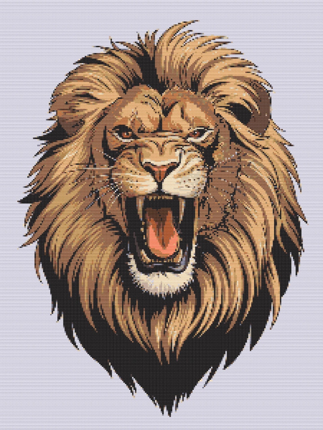 Cross Stitch Chart – Roaring Lion Head. Luxurious Lion Mane Logo, PDF ...