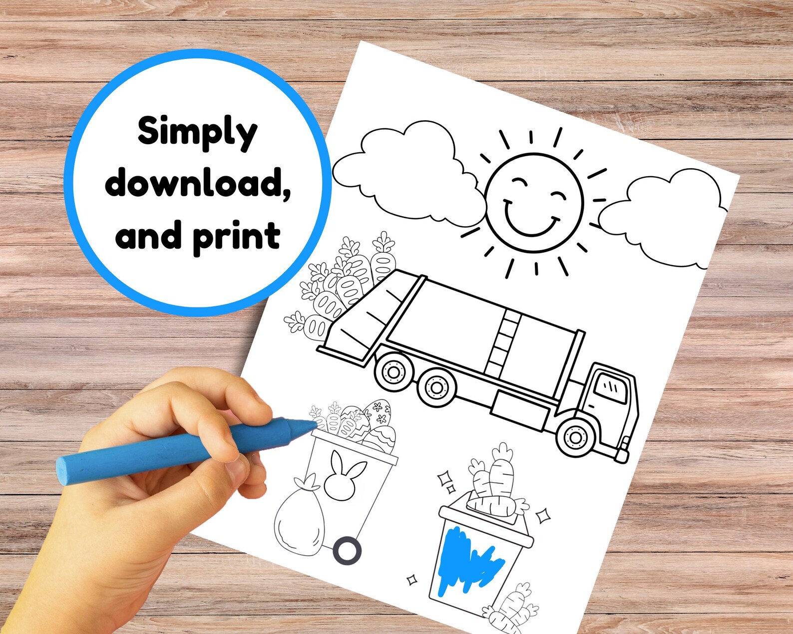 Easter Garbage Truck Coloring Pages: Kids Activity (PDF) - Etsy