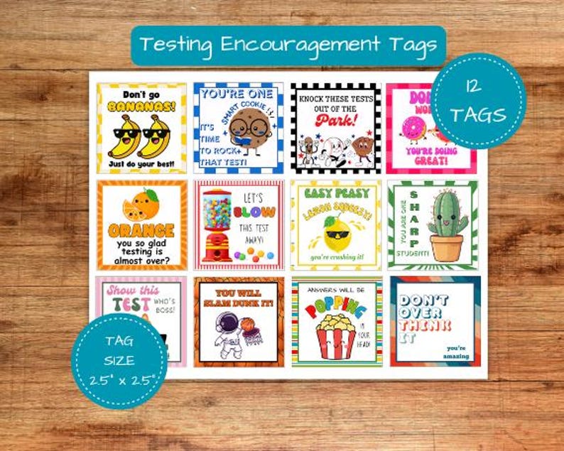 Testing Encouragement Tags: Motivational Cards (PDF) - Etsy