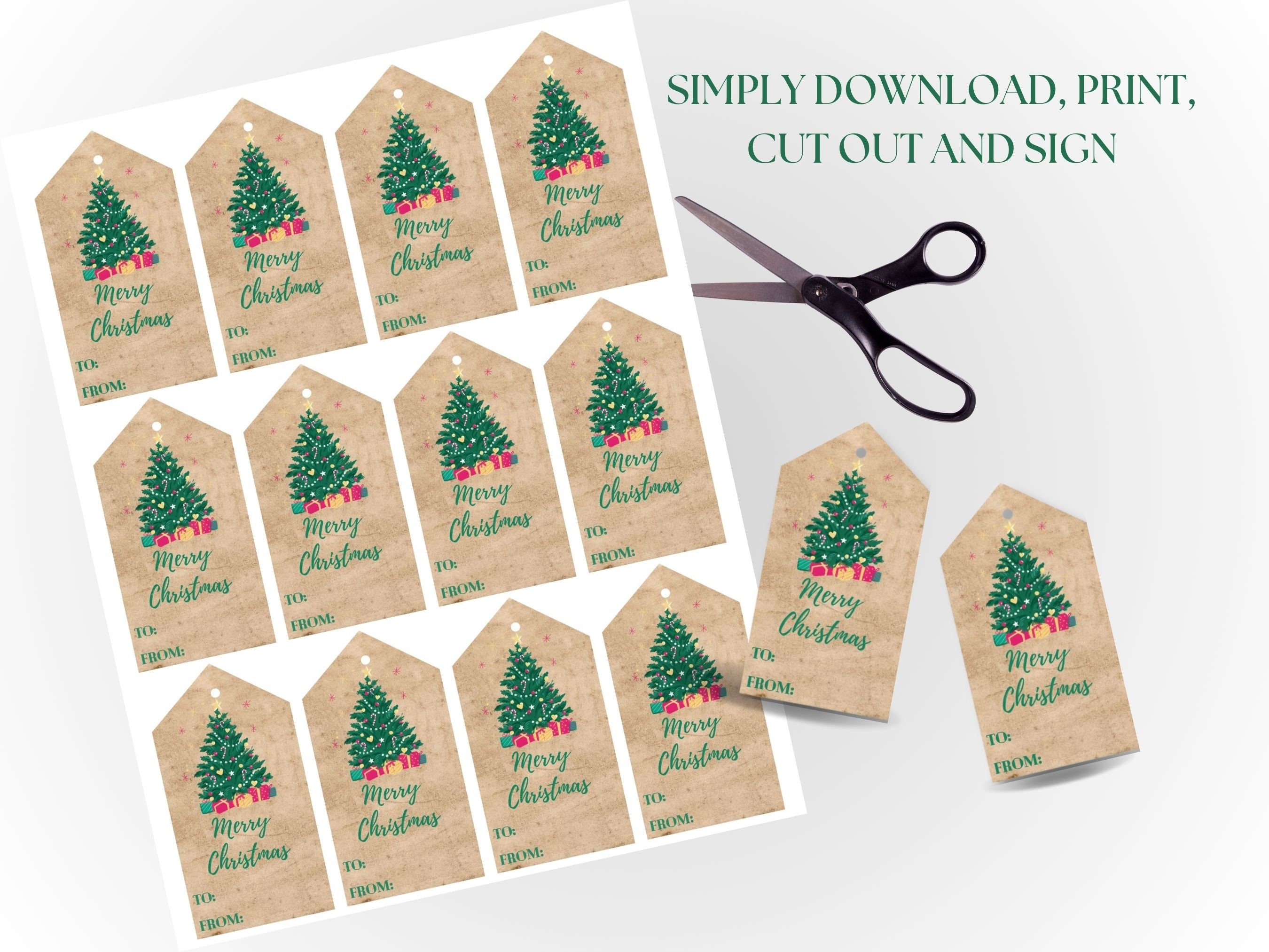 Vintage Merry Christmas Gift Tags, Printable Retro Style (PDF) - Etsy