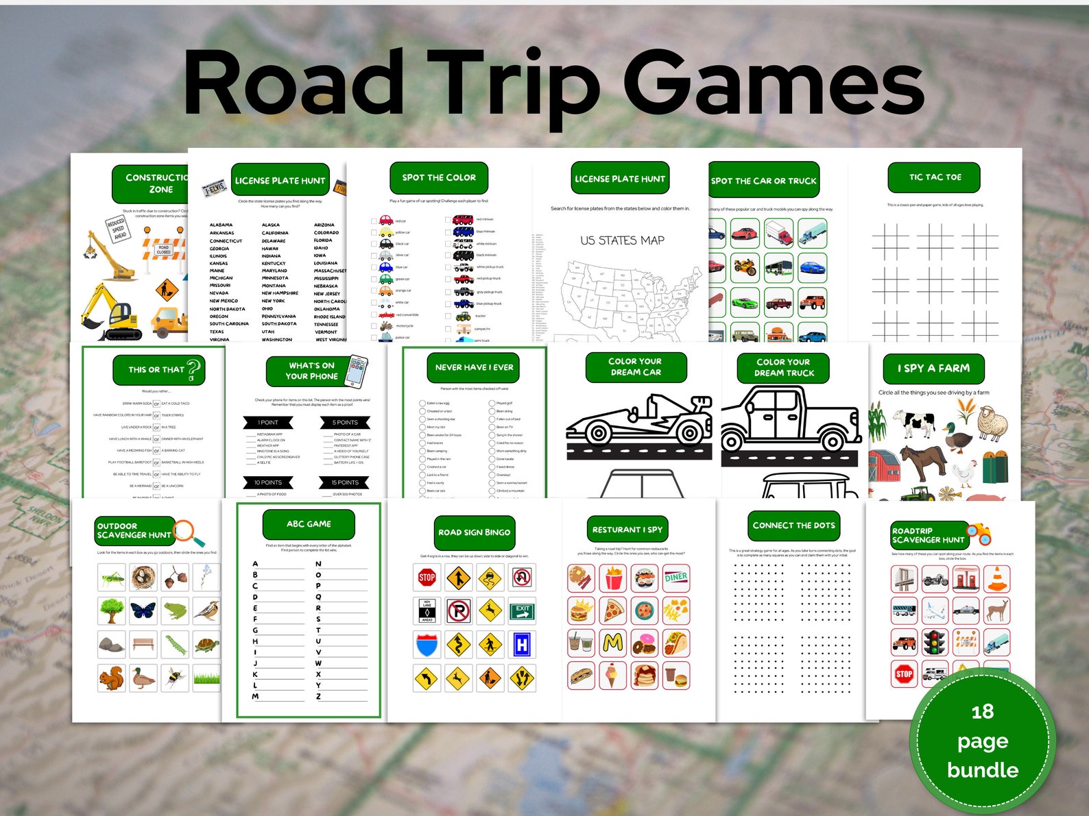 Road Trip Games Printable Bundle, Road Trip Games for Kids and Teens ...