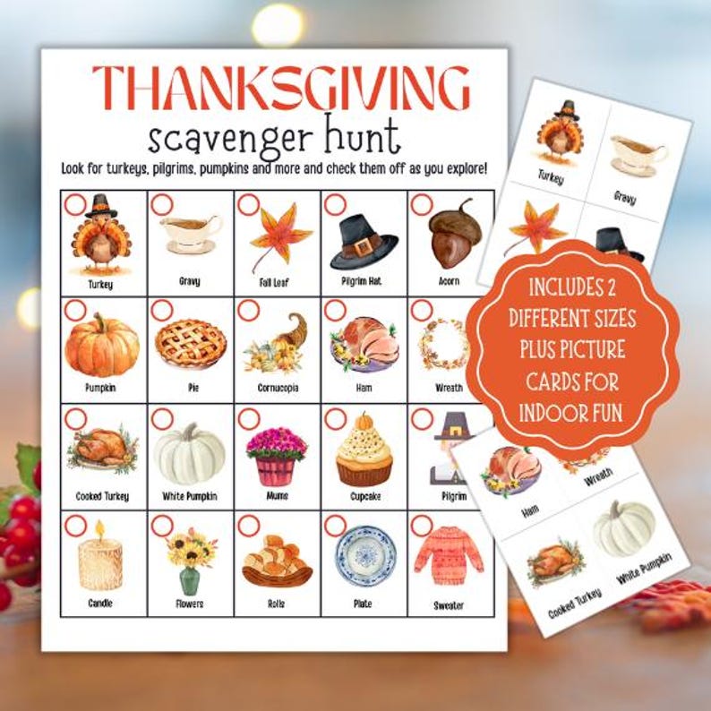 Thanksgiving Scavenger Hunt for Kids: Printable Digital Download - Etsy