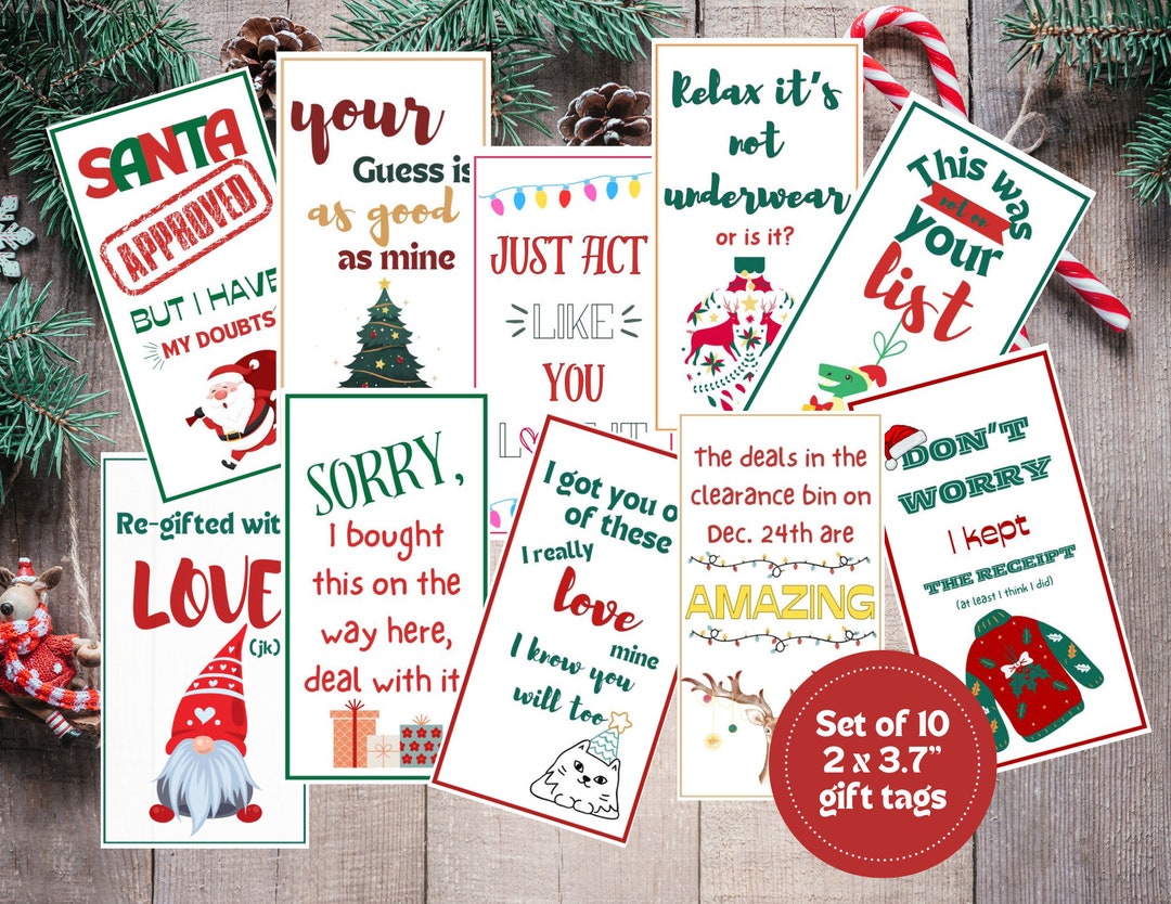 Sarcastic Christmas Printable Gift Tags, Funny Christmas Gift Tags ...