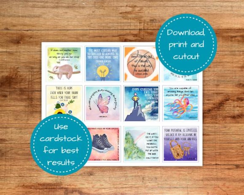 Inspirational Quote Tags: Printable Encouragement Cards (PDF) - Etsy