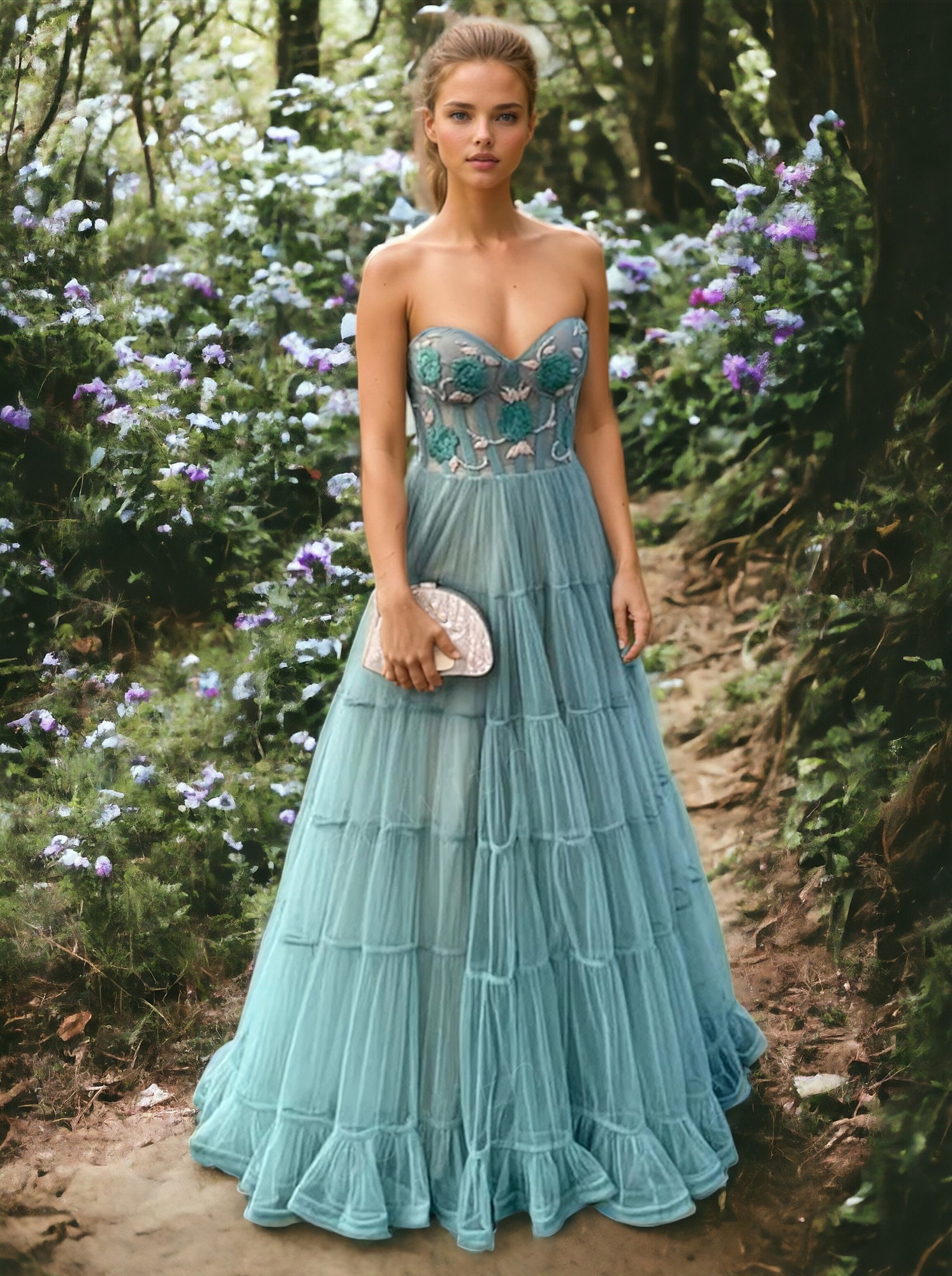 Tulle Fairy Prom Dress, Green Prom Dress, Fairycore Dress, Corset ...