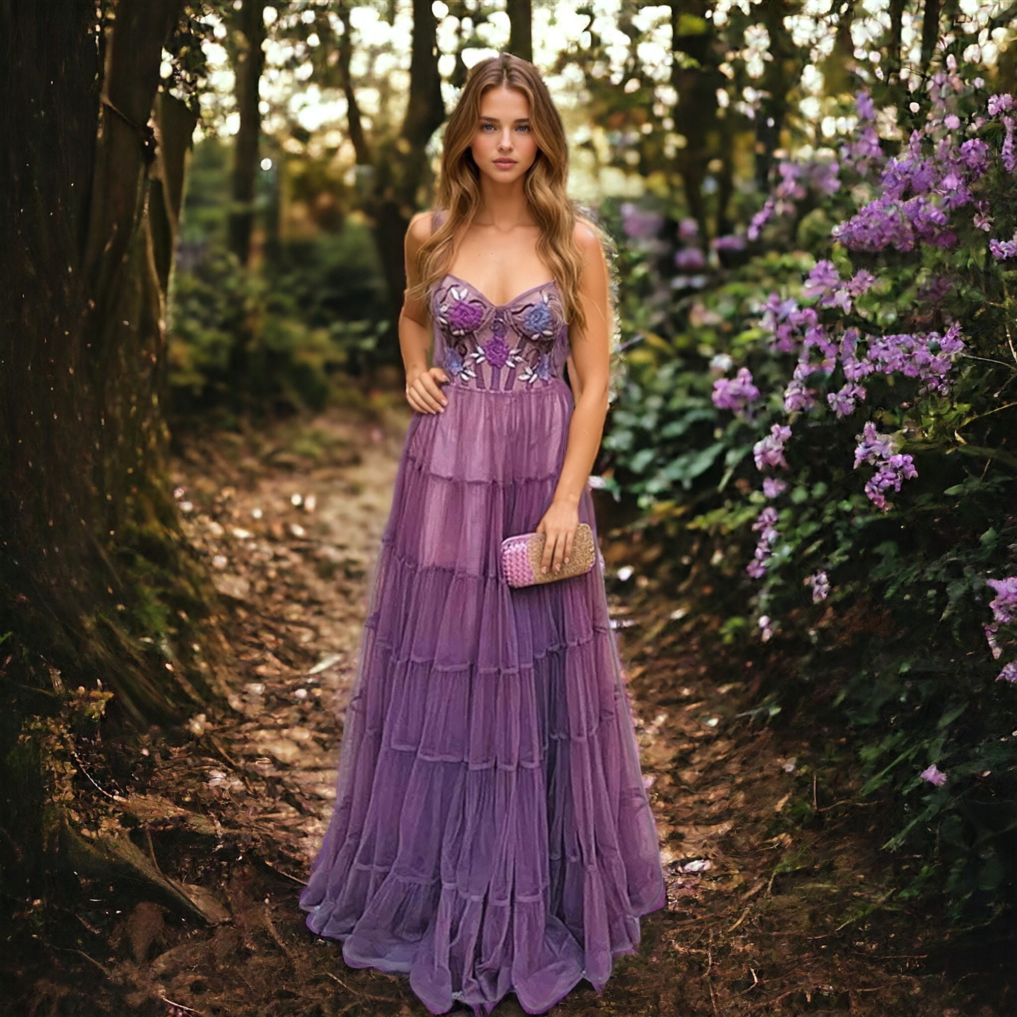 Tulle Fairy Prom Dress, Green Prom Dress, Fairycore Dress, Corset ...