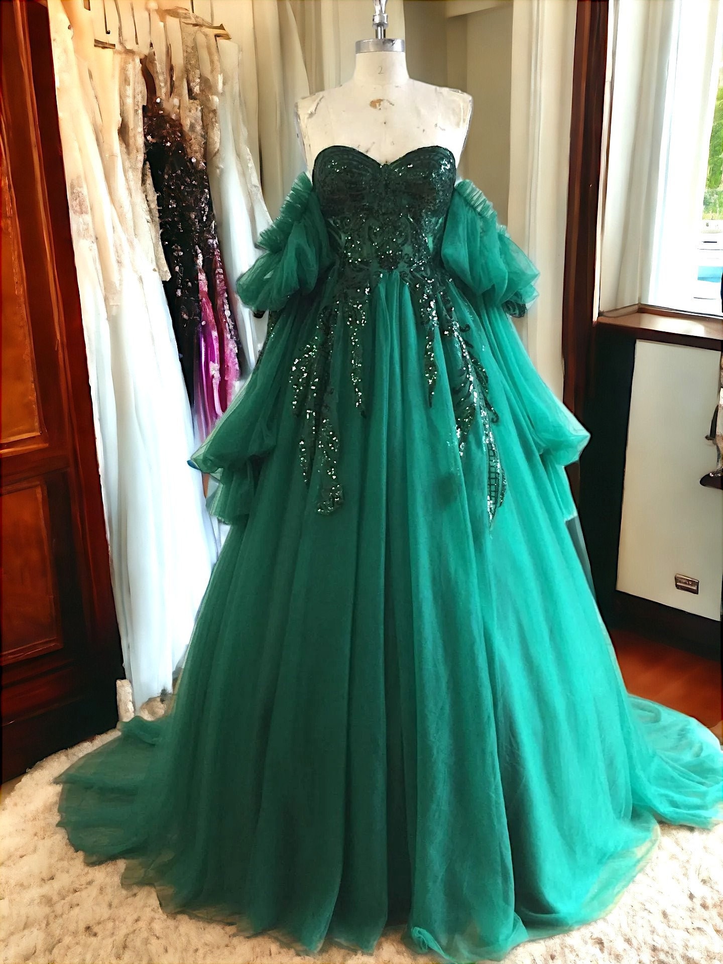Fairy Prom Dress, Green Prom Dress, Fairycore Dress, Corset Wedding ...