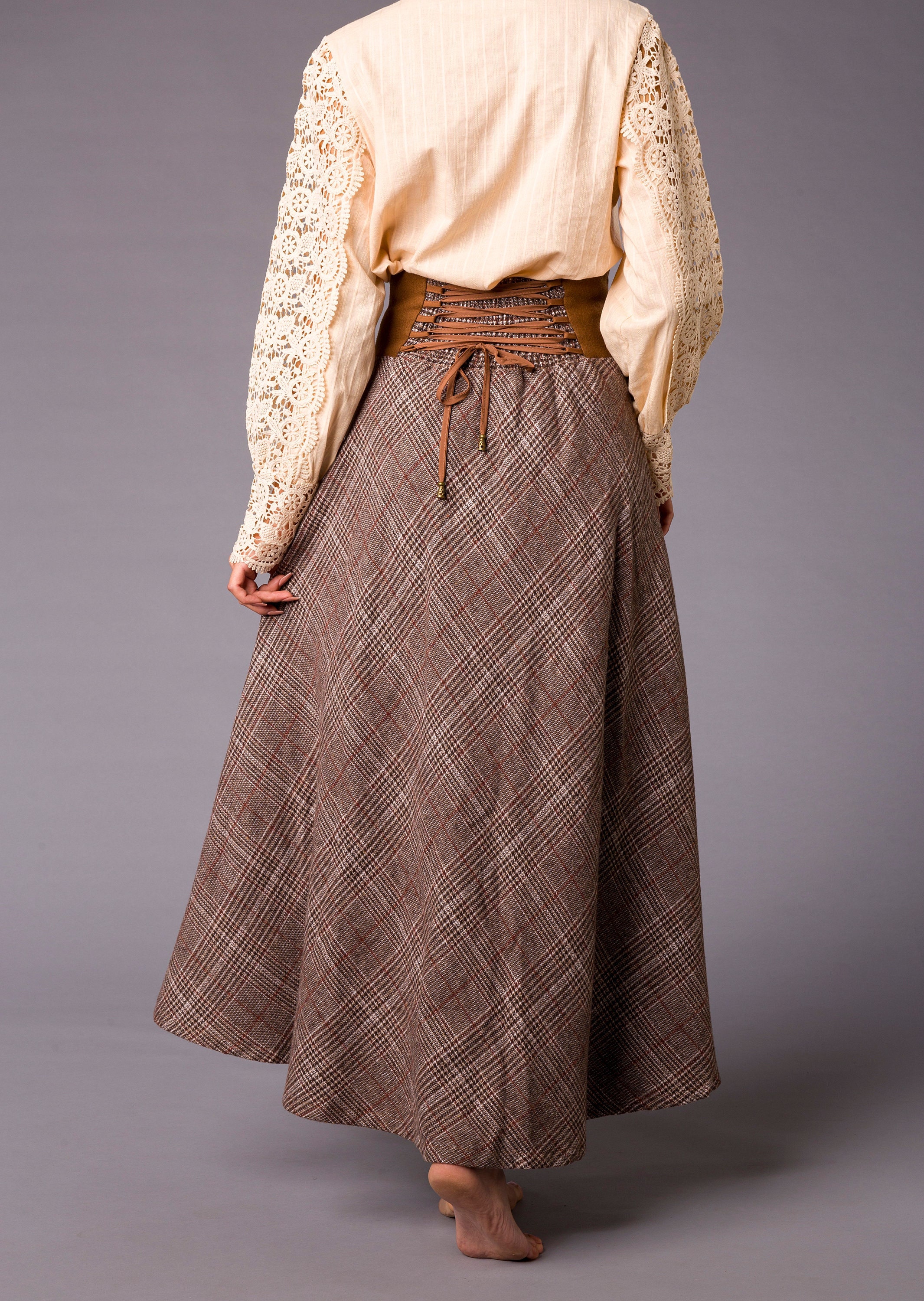 Ren Faire Skirt, Victorian Skirt, Medieval Maxi Skirt, High Waist Lace ...