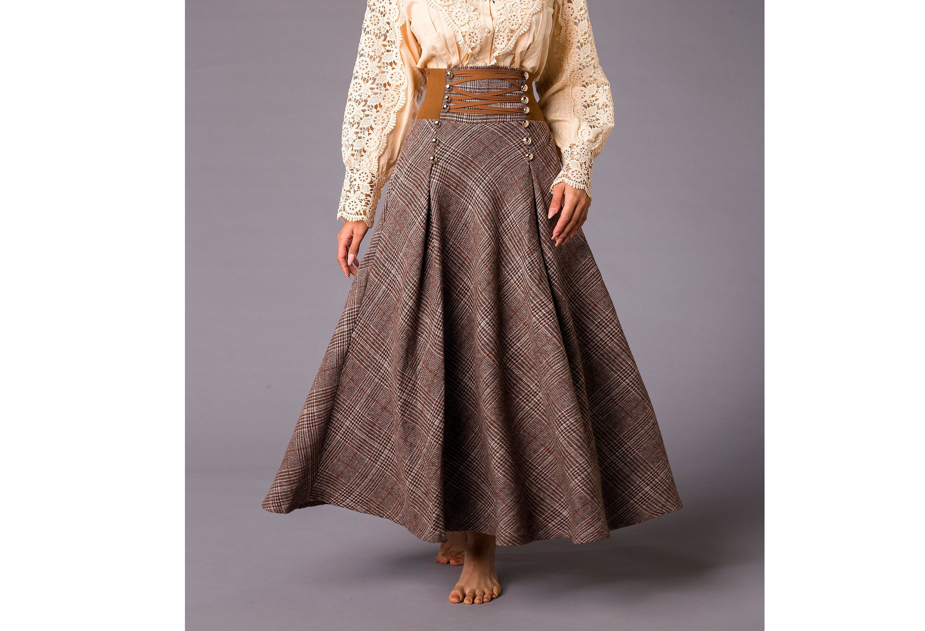 Ren Faire Skirt, Victorian Skirt, Medieval Maxi Skirt, High Waist Lace ...