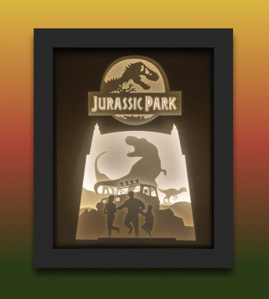 Jurassic Park - Paper Cut Light Box - Etsy