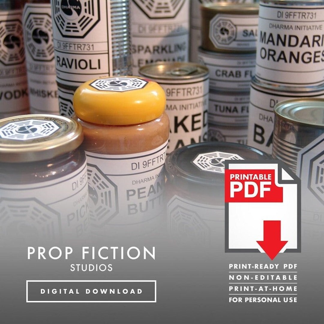 Dharma Swan Station: Printable PDF - Dharma Prop Food Cosplay Label Set ...