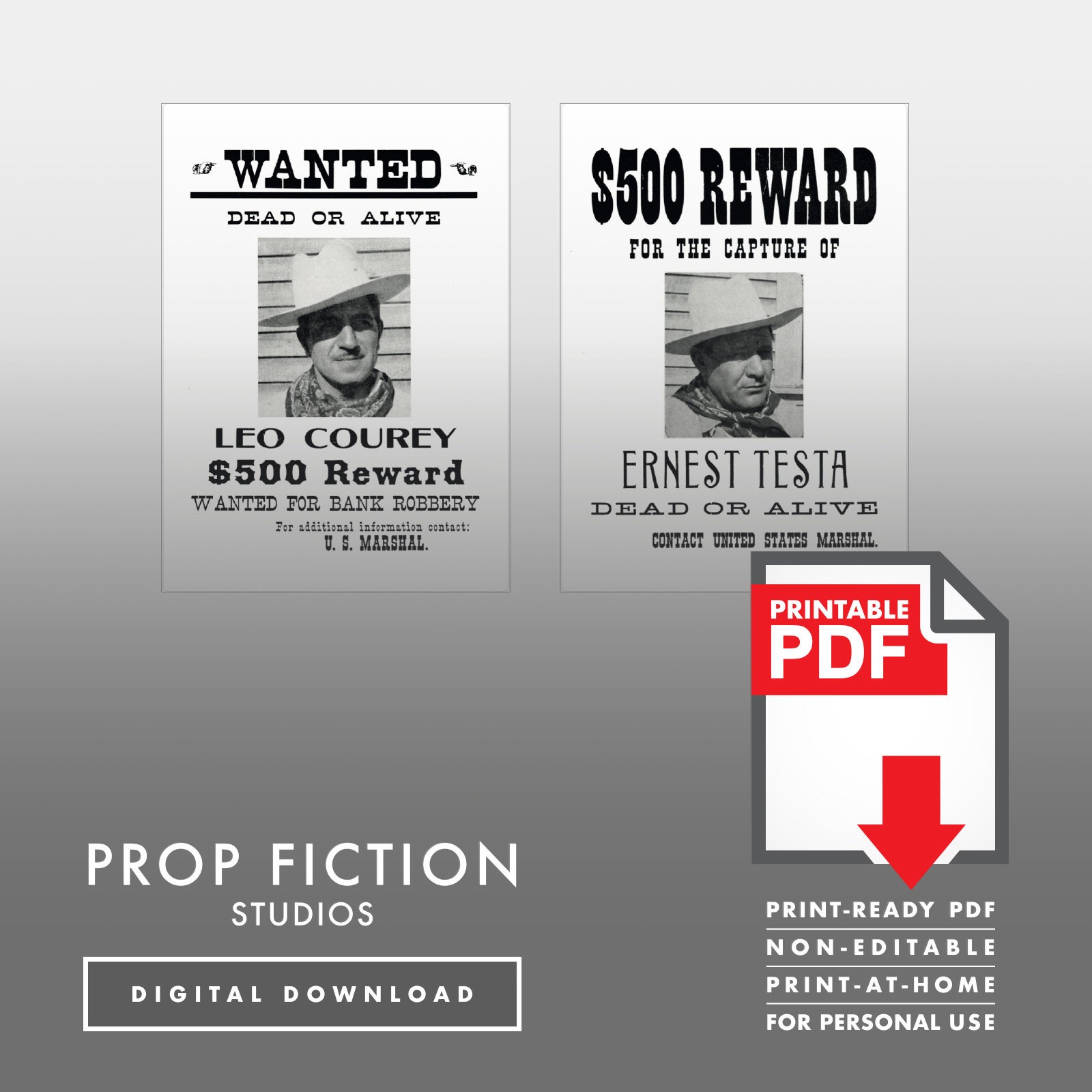 Vintage Wanted Posters: Printable Pdfs - Set of 8 Prop Flyers / Wild ...
