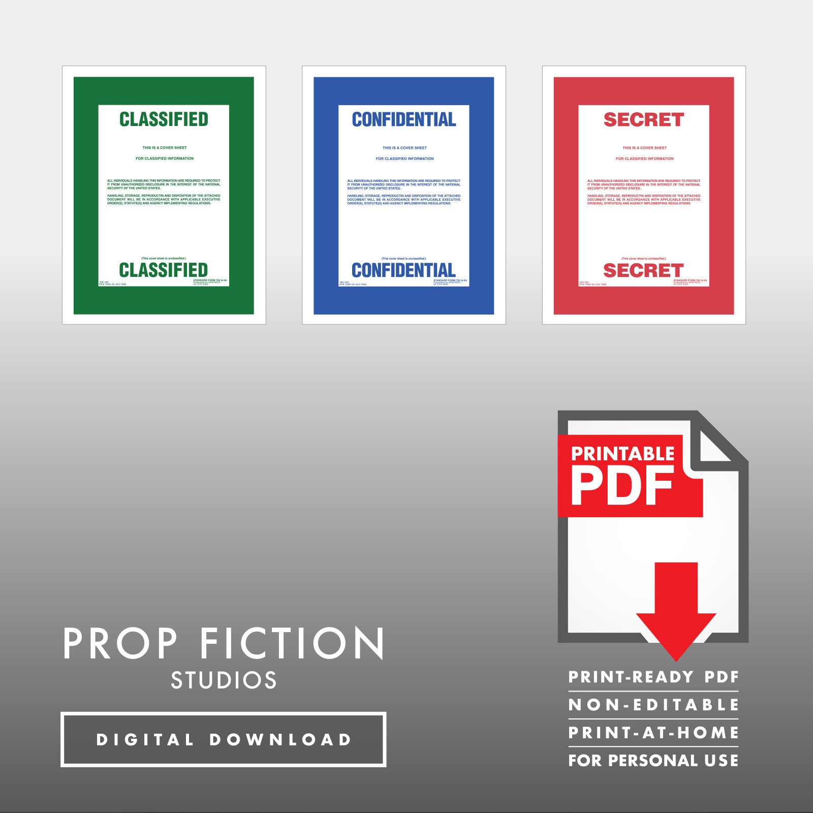 Top Secret 2000-2010 Cover Sheet Set: Printable Pdfs - Set of 6 Prop Secret File Cover Sheets ...