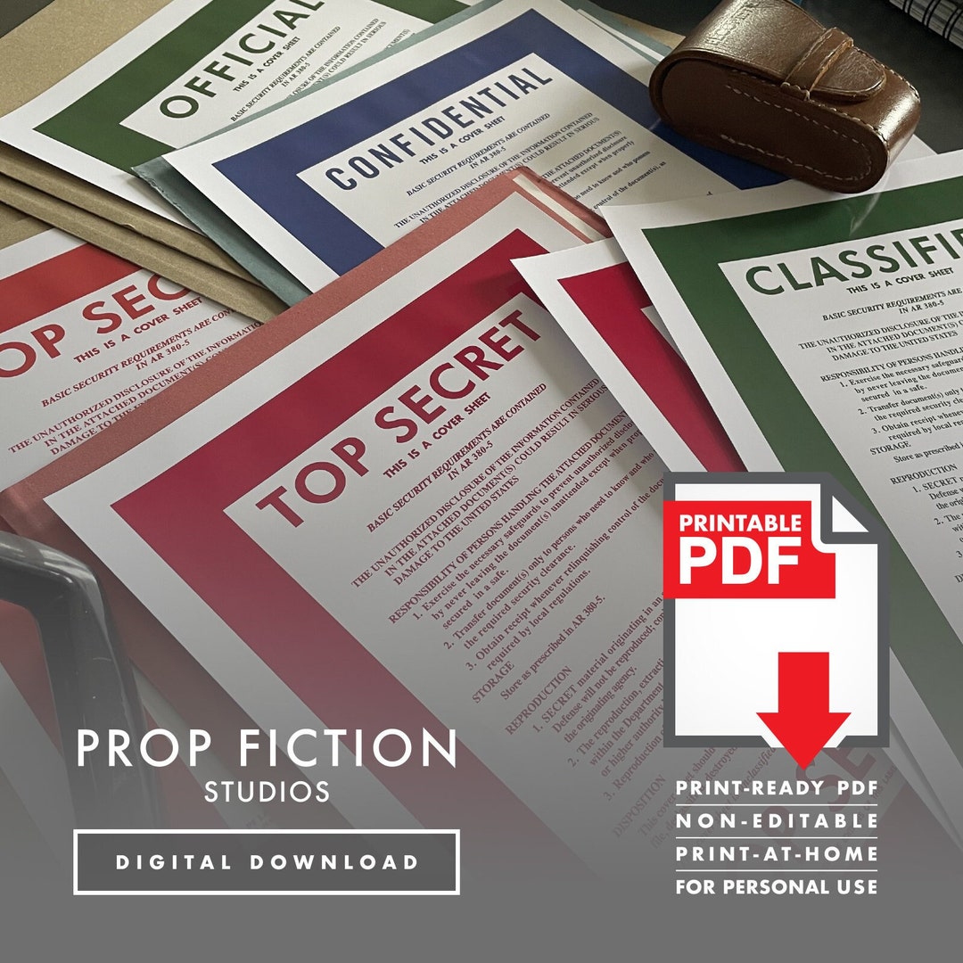 Top Secret 1960s Cover Sheet Set: Printable Pdfs - Set of 6 Prop Secret ...