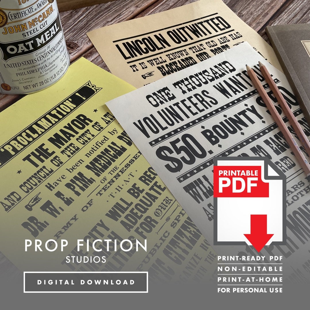 GWTW: Printable Pdfs - Set of 3 Prop Flyers / Civil War Set Dressing ...