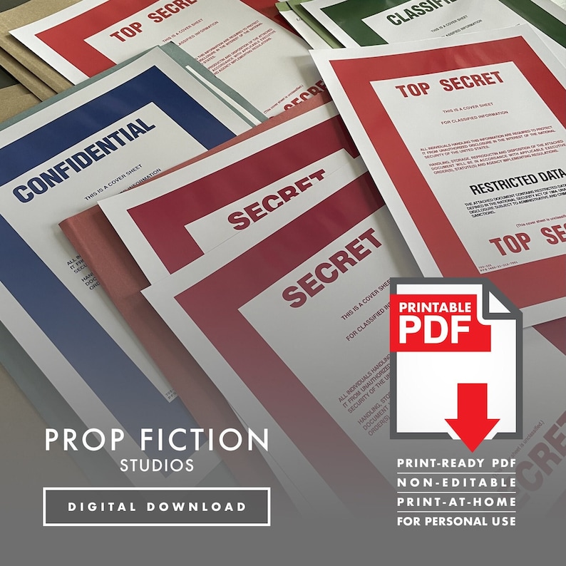 Top Secret 2000-2010 Cover Sheet Set: Printable Pdfs - Set of 6 Prop ...