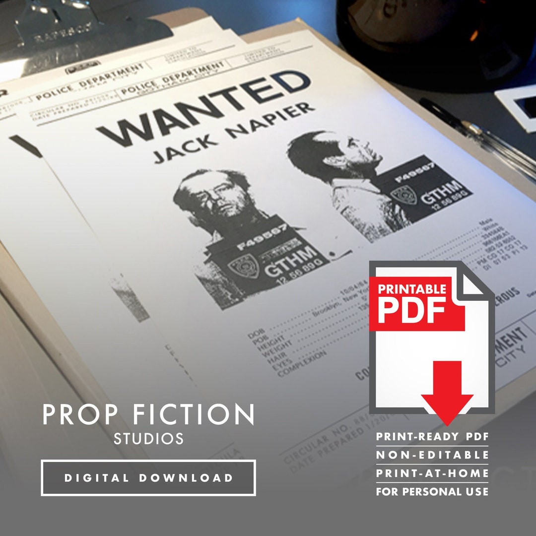 Napier Wanted Posters: Printable PDF - Prop Napier GPD Wanted Posters ...