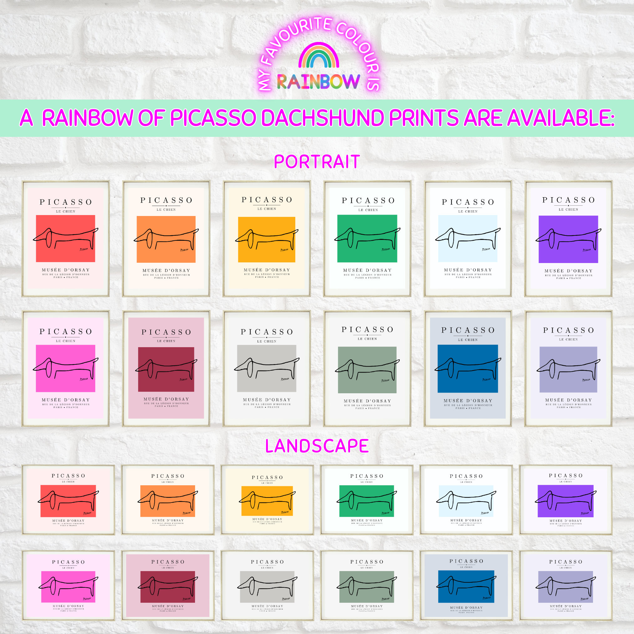 Pablo Picasso, Dachshund Print, Lump, Yellow Gallery Wall, Horizontal ...