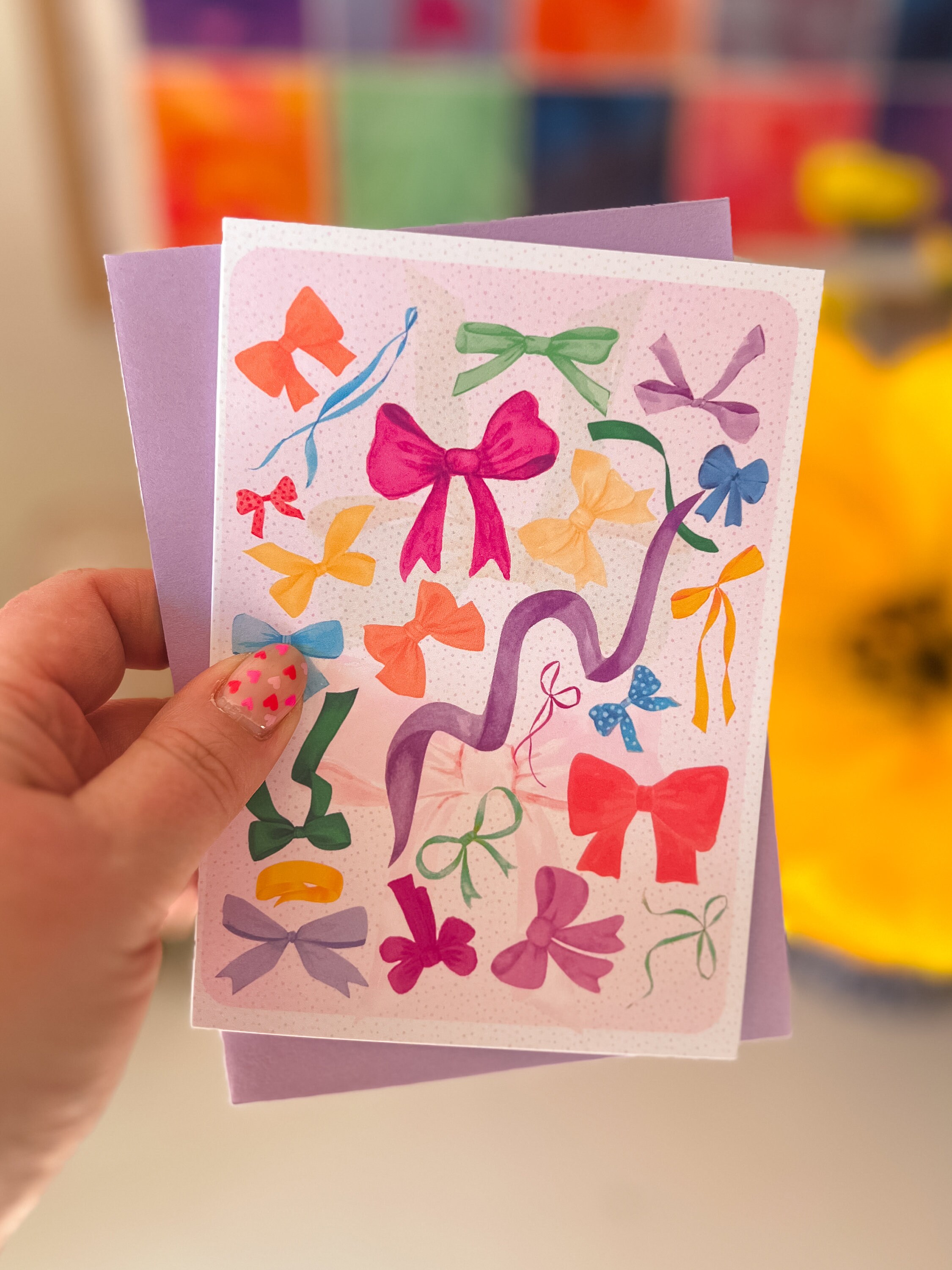 Birthday Card Happy Birthday Girly Card Bow Watercolor Blank Greeting ...