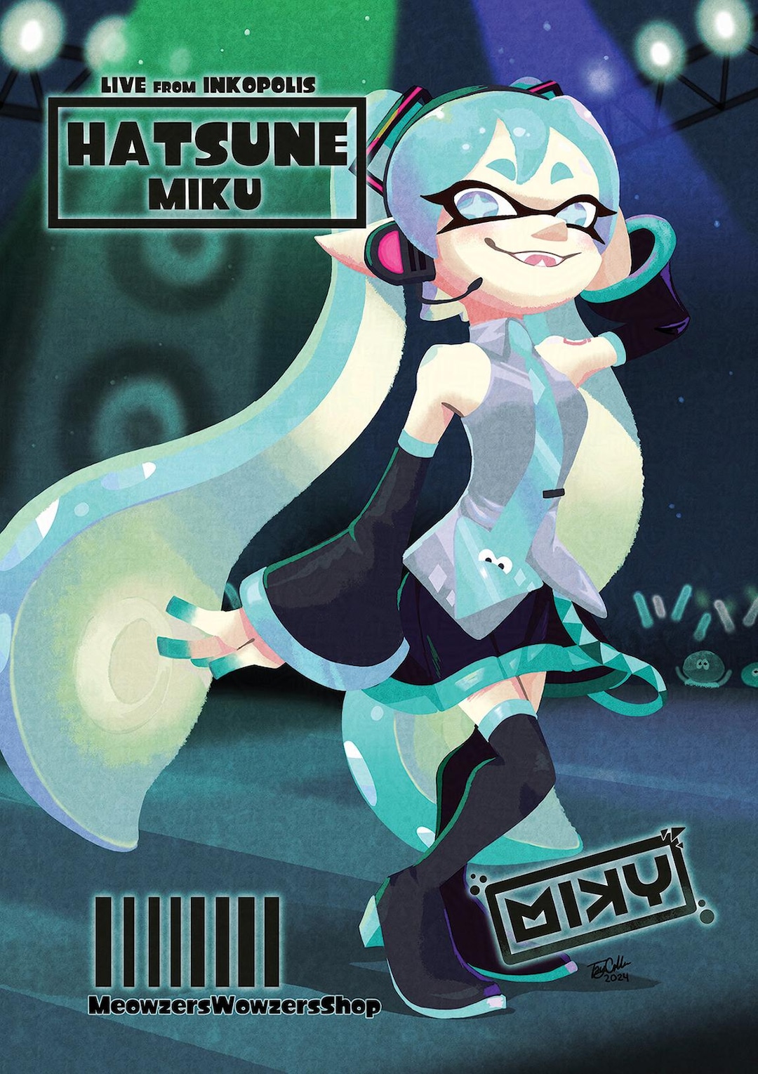 Hatsune Miku Splatoon Print - Etsy