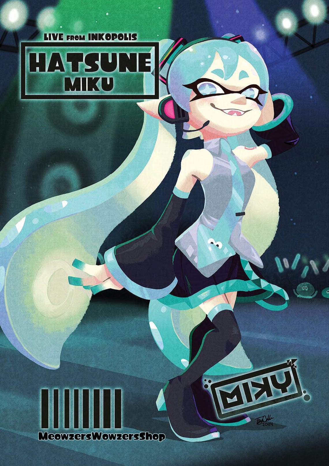 Hatsune Miku Splatoon Print - Etsy