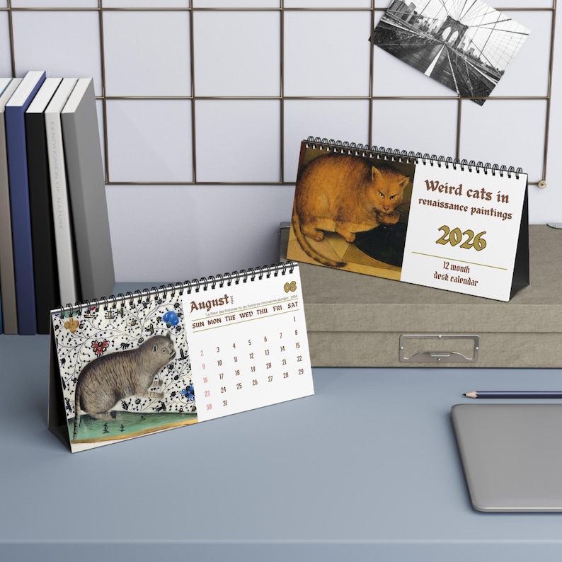 Weird Cats in Renaissance Paintings Desk US, CA Calendar 2026 - Etsy ...