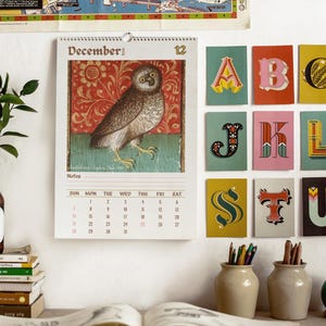 Funny Medieval Owl Paintings Calendar 2025 US & CA Version Calendar for ...