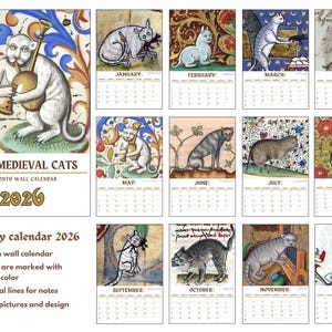 Funny Medieval Cat Paintings 2026 Wall Calendar - EU & UK Version - Etsy