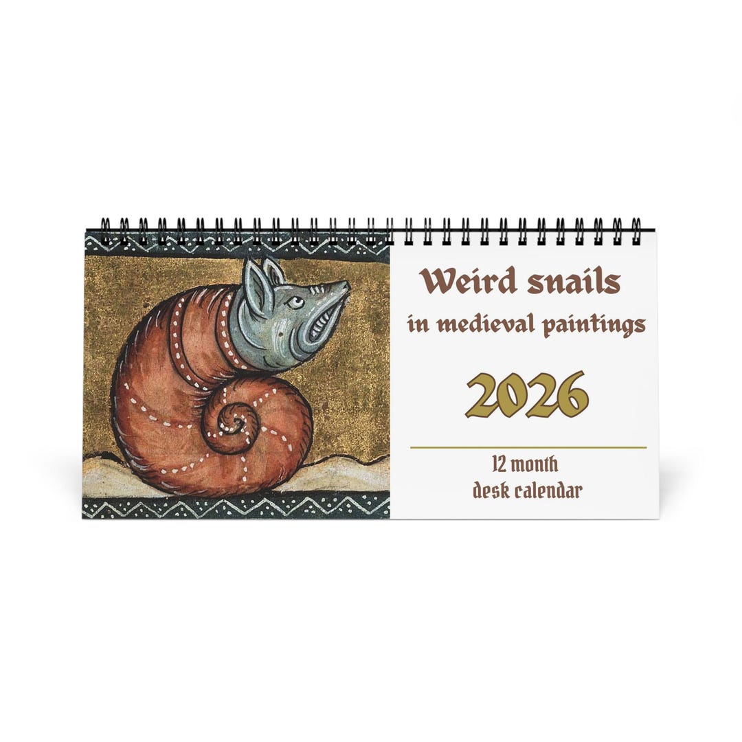 US, CA Version Hilarius Medieval Snail Paintings Desktop Calendar 2026 ...