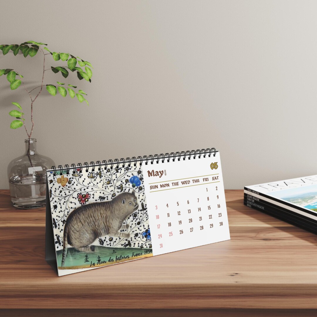 Desktop Calendar 2026 - US&CA Version - Funny Medieval Cat Paintings ...