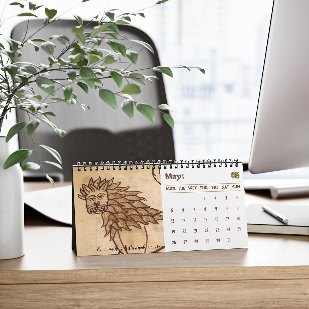 Desktop Calendar 2025 - UK & EU Version - Whimsical Medieval Lion ...