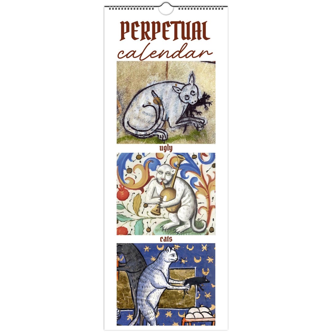 Hilarious Medieval Ugly Cats Calendar 15x40 Cm, Gift for Coworker ...