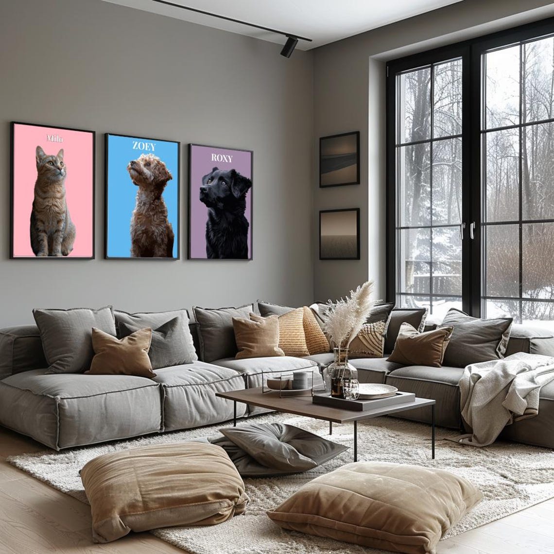 Pet Portrait Custom and Personalized. Printable Pet Dog Cat Wall Art ...