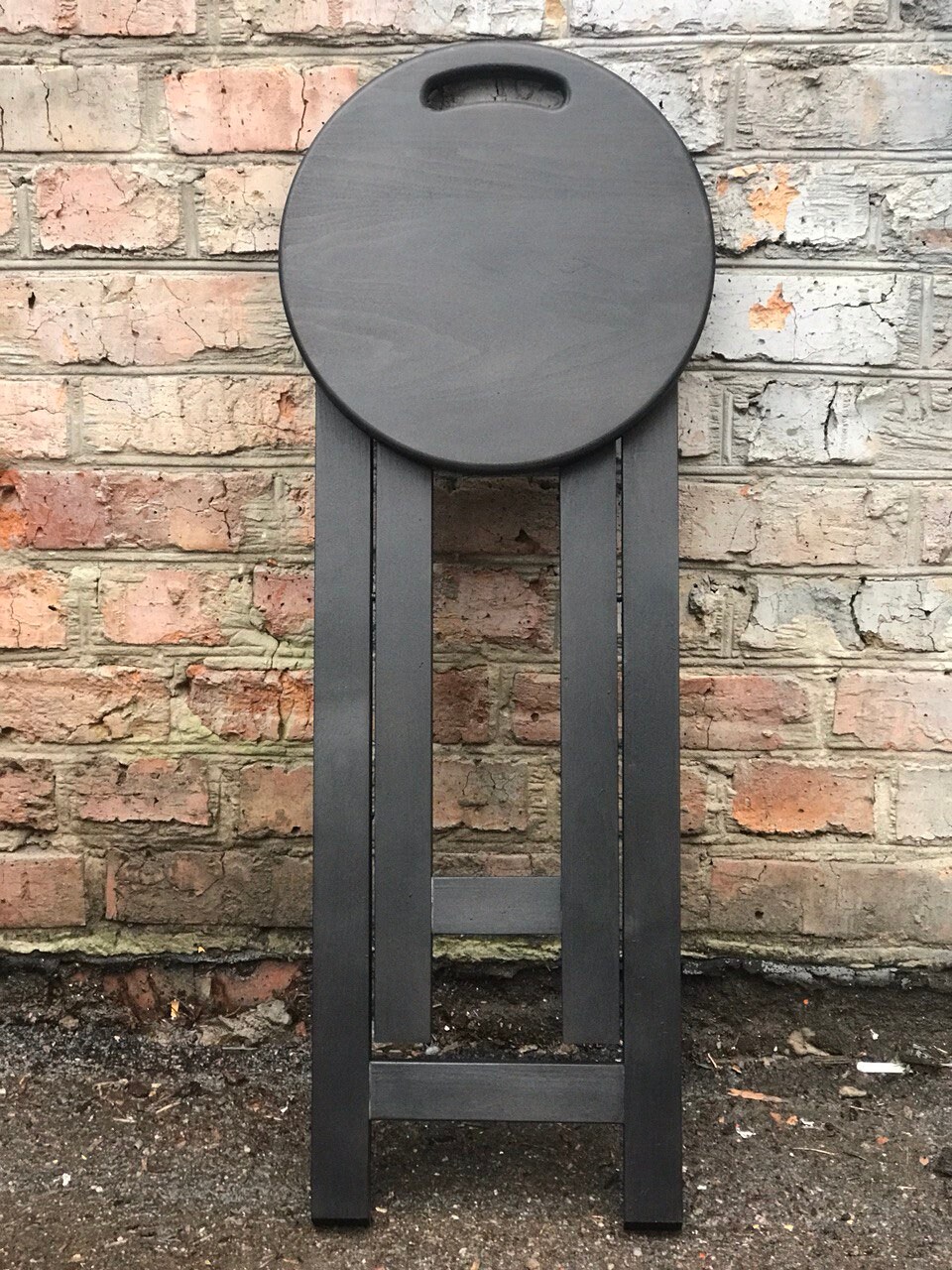 Light Portable Foldable Wooden Stool Round Seat and Convenient Handle ...