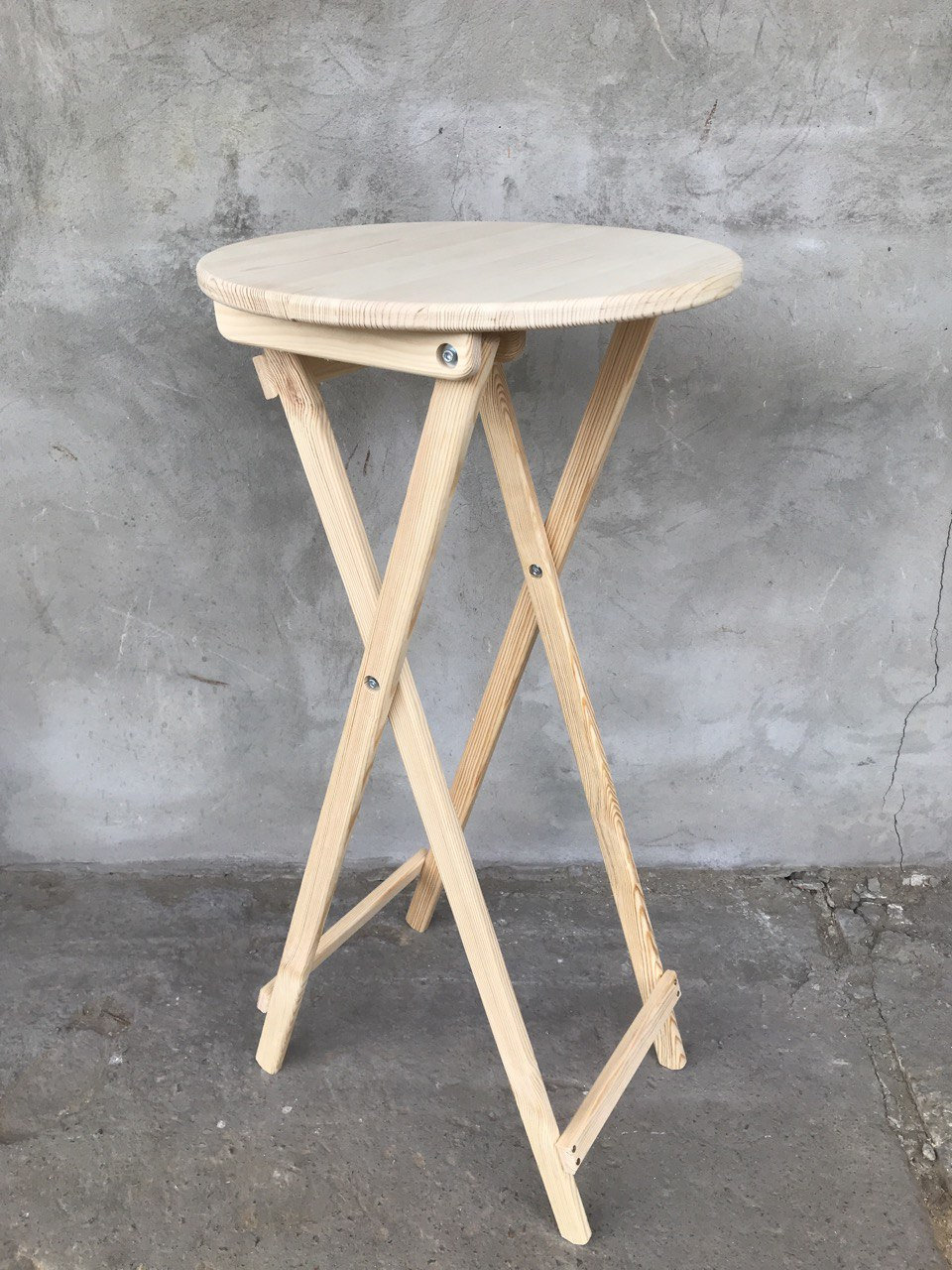 Compact Folding High Table, Collapsible Round Top Table, Natural Wood ...