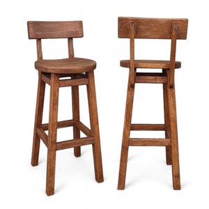 High Brown Chair Natural Wood With a Comfortable Seat for the Bar ...
