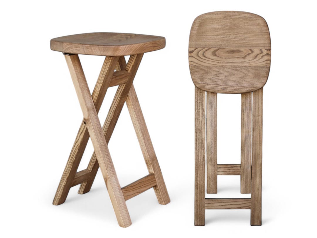 Solid Wooden Collapsible Folding Stool With Ergonomically Shaped Square ...