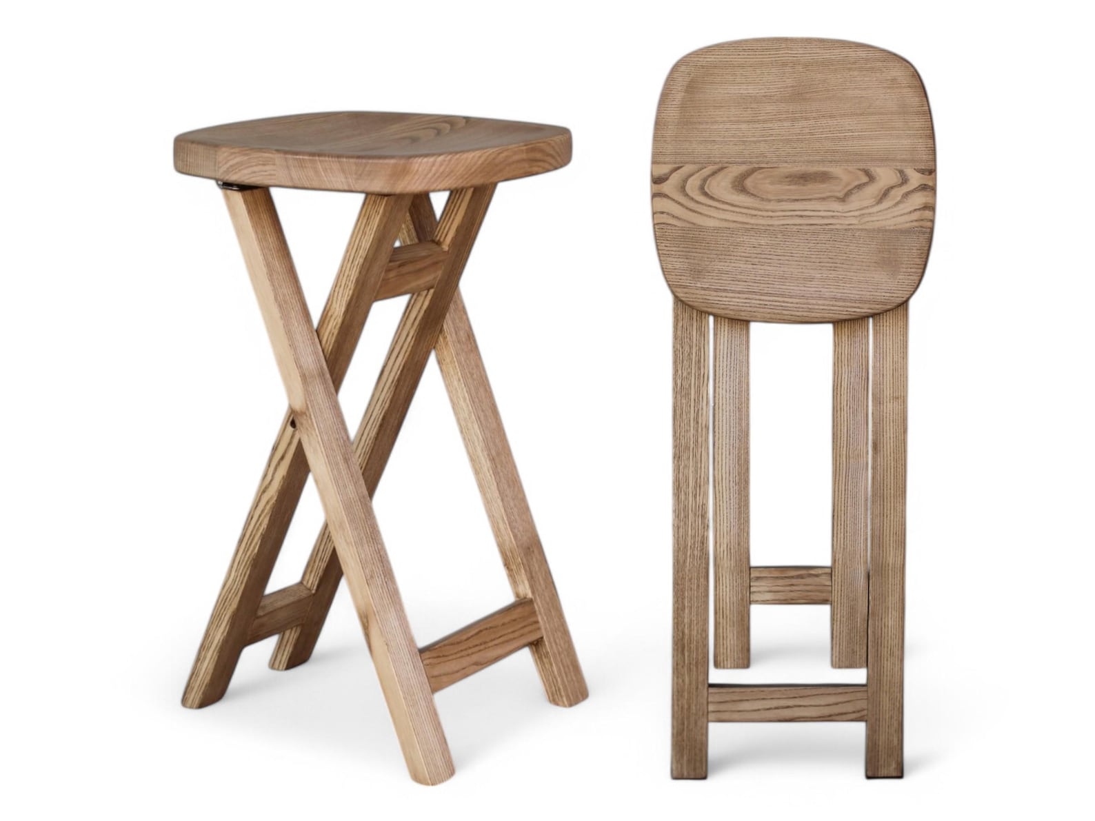 Solid Wooden Collapsible Folding Stool With Ergonomically Shaped Square ...